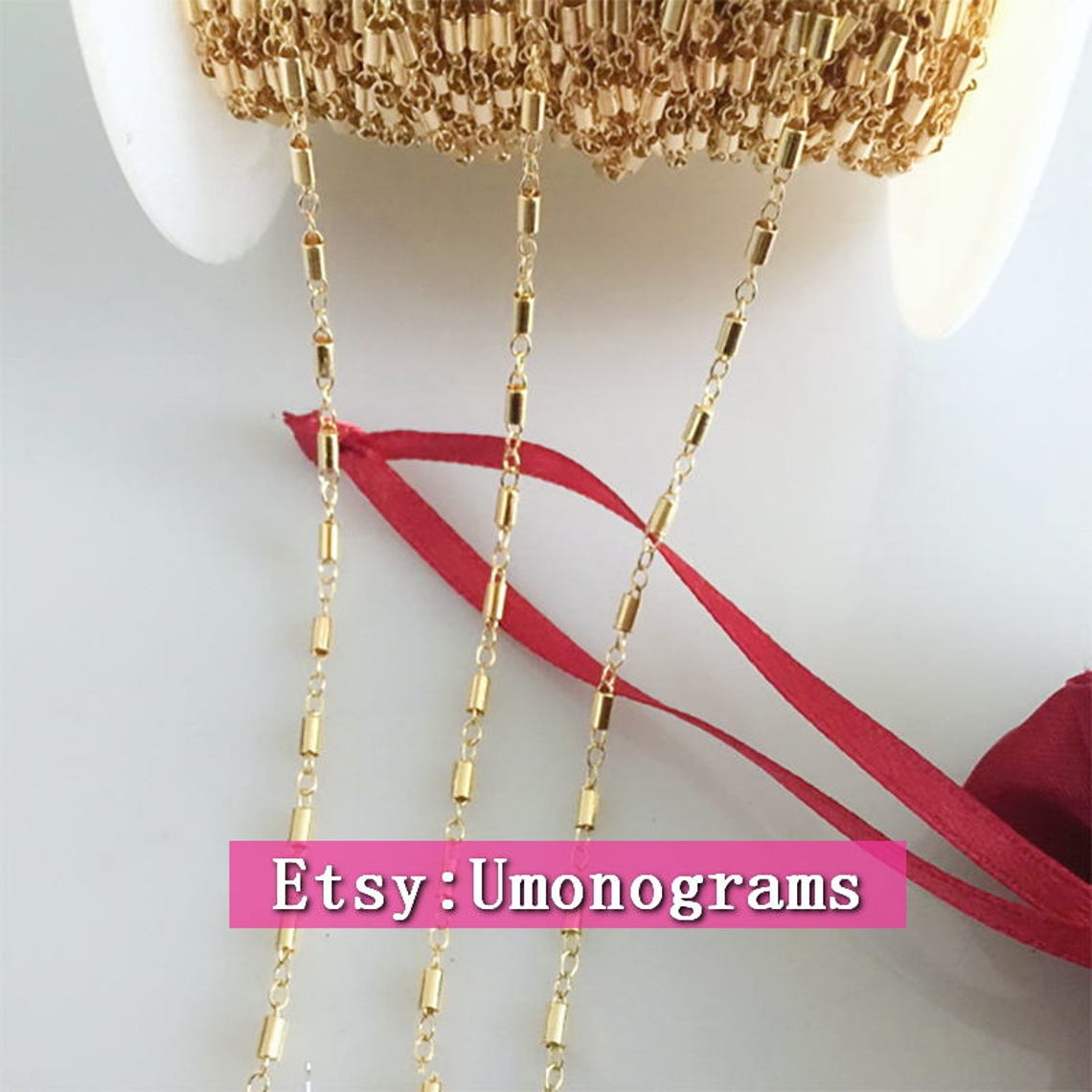 14K Gold Filled Tube Bar & Link Chain Footage 1.7mm Width - Etsy