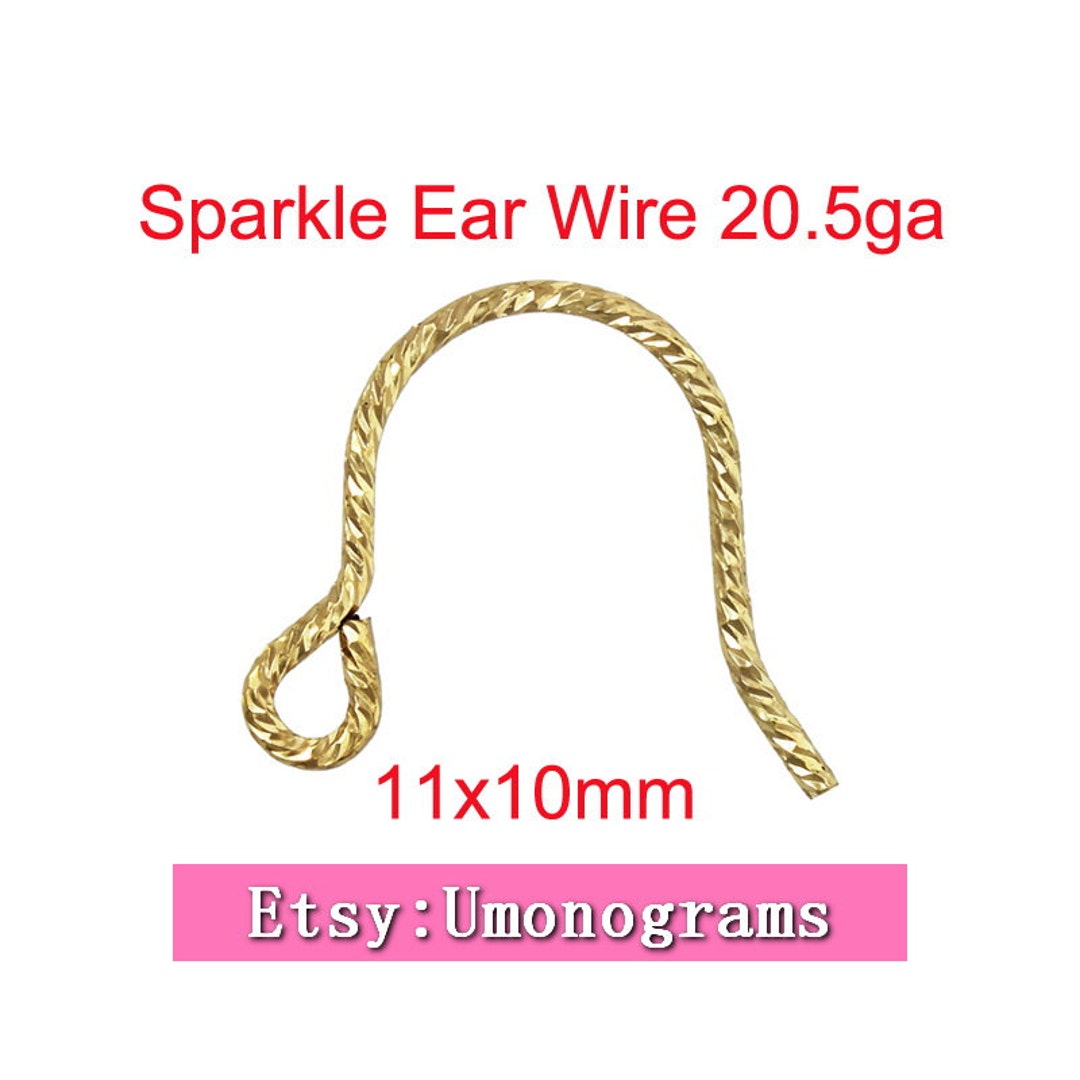 14K Gold Filled Ear Wire Sparkle Mini Hook With Loop 11x10mm Earring ...