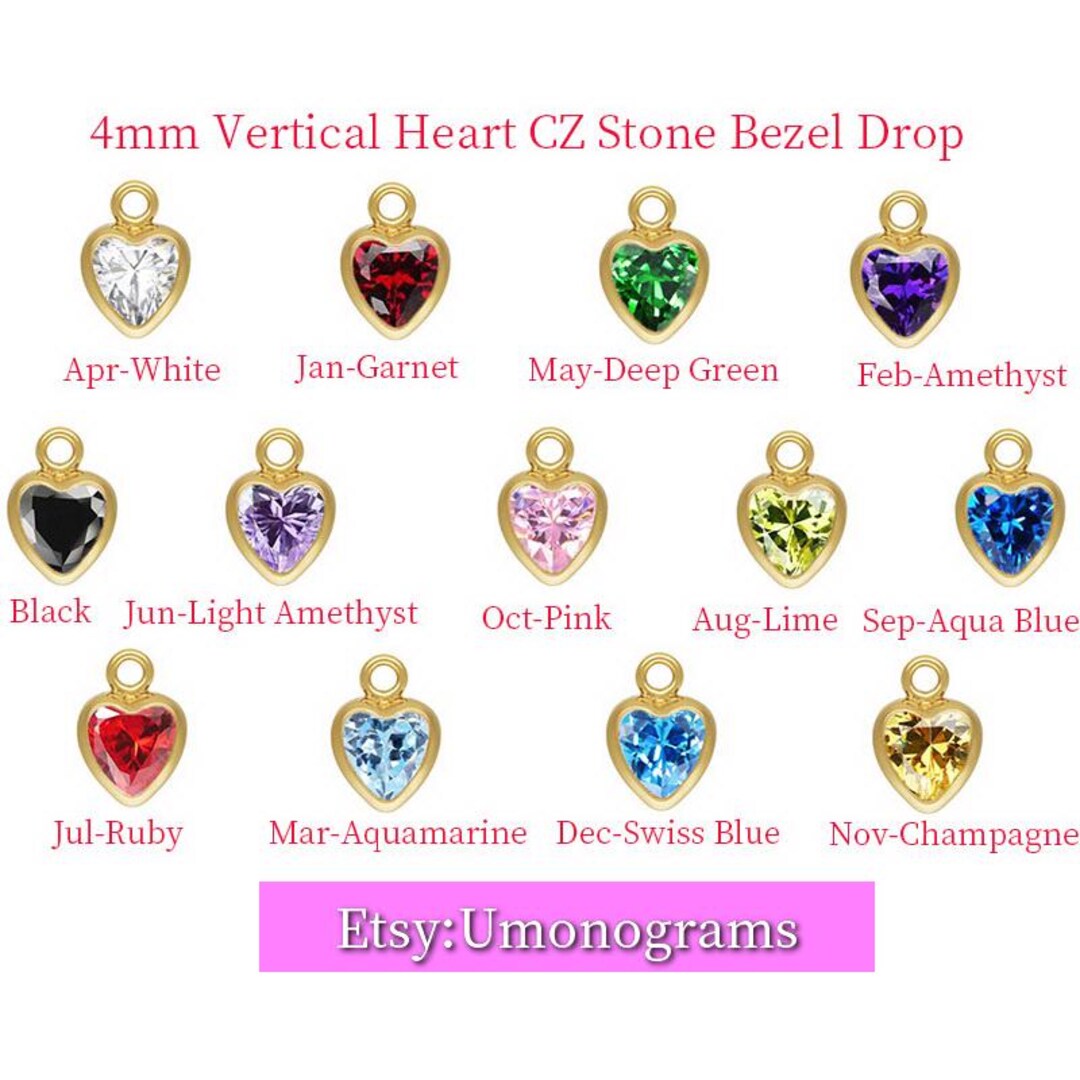 4.0mm Vertical Heart CZ Stone Bezel Drop 14K Yellow Gold Filled ...