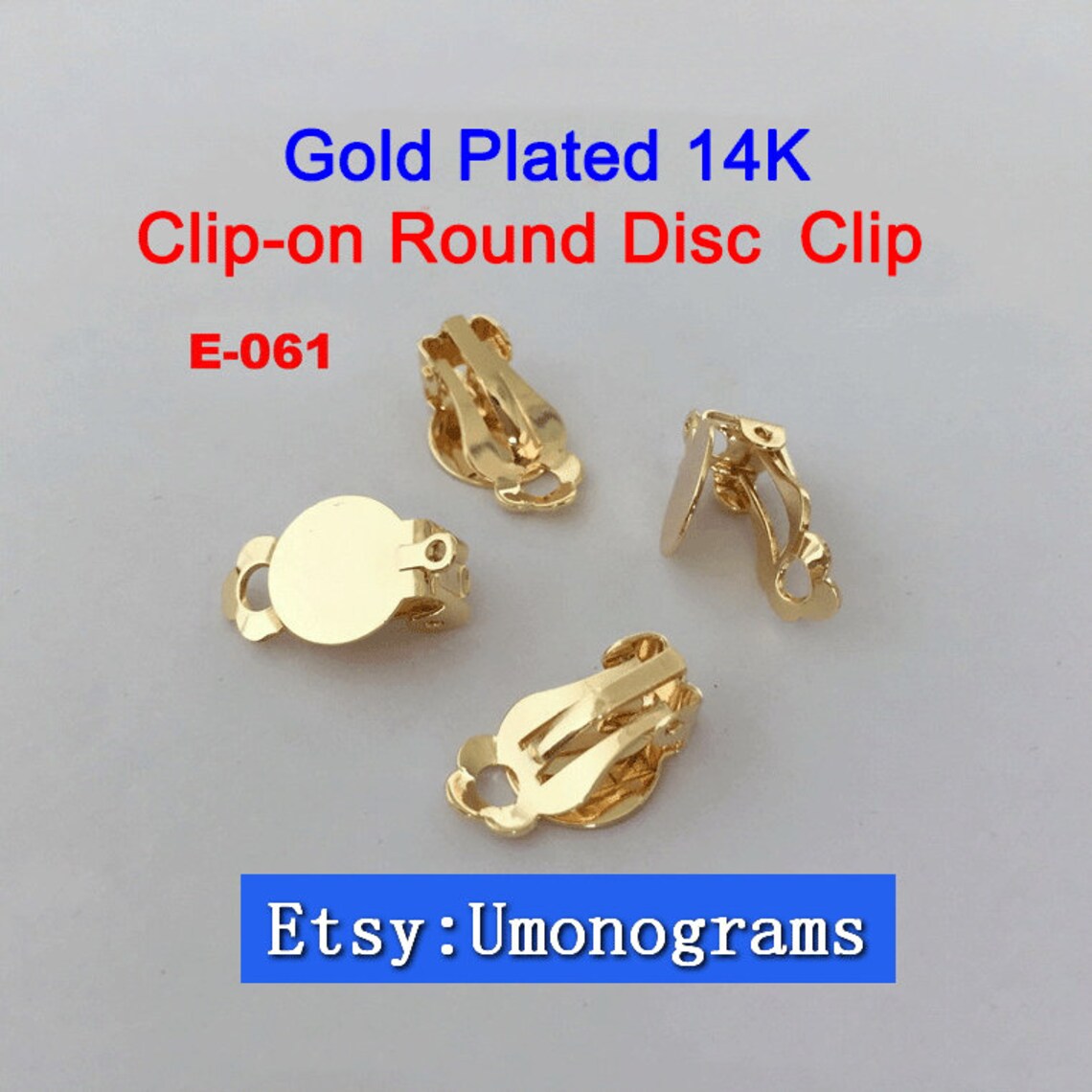 Brass With Gold Plated 14K Clip-on Round Disc Clip W/hole - Etsy