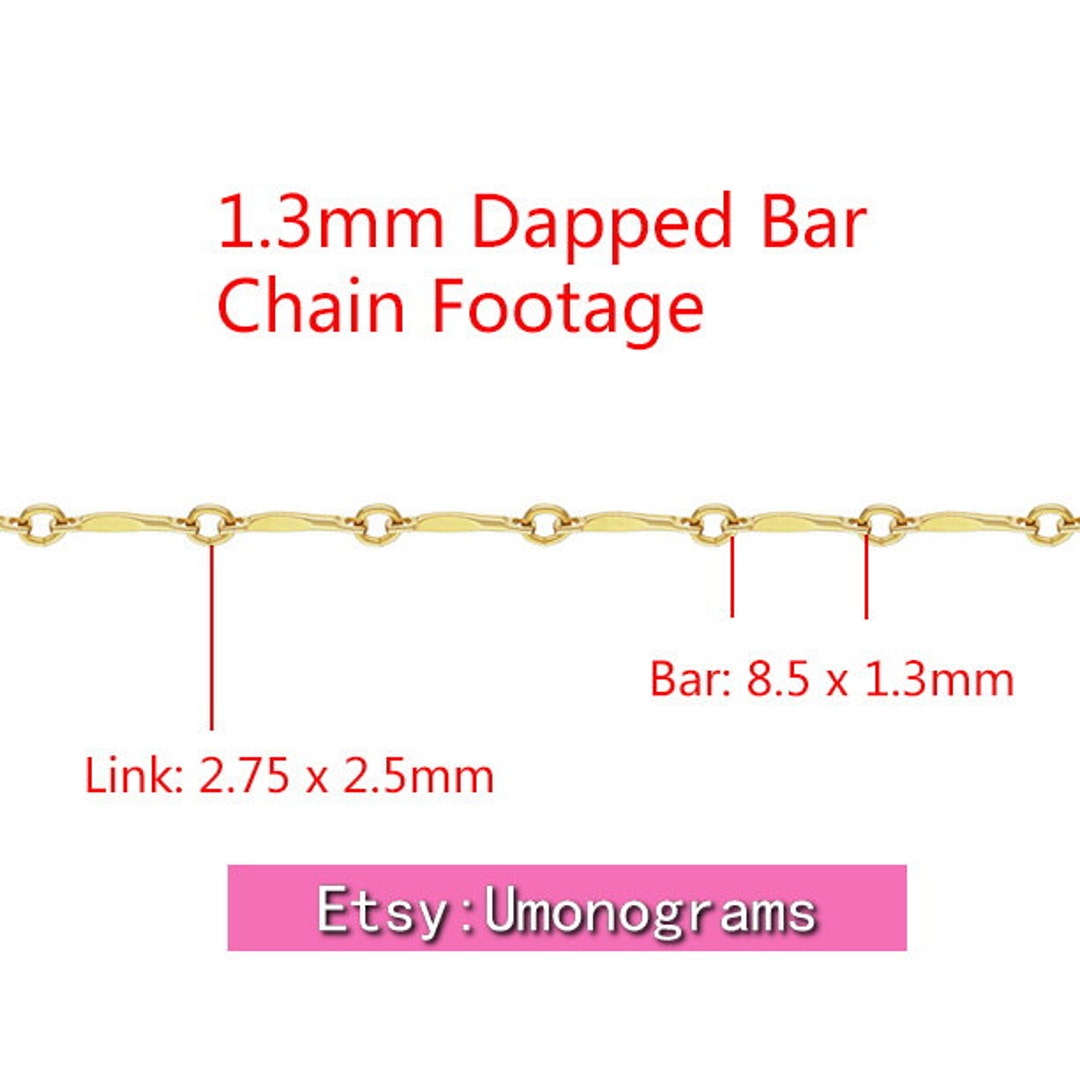 14K Gold Filled Dapped Bar Chain 1.3mm Width Footage Unfinished Chains ...