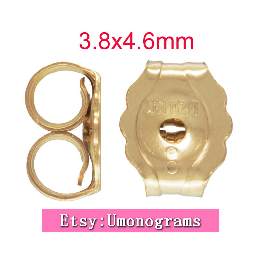 Light Earring Back 3.8x4.6mm Ear Nuts Earring Components 14K Yellow ...
