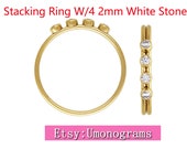 14K Yellow Gold Filled Stacking Ring W/4 2mm White 3A CZ Stone - Etsy