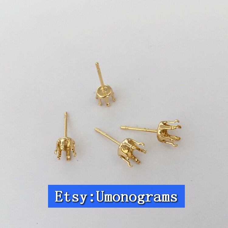 Brass With Gold Plated 14K Six Claws Snap-in Setting Post - Etsy
