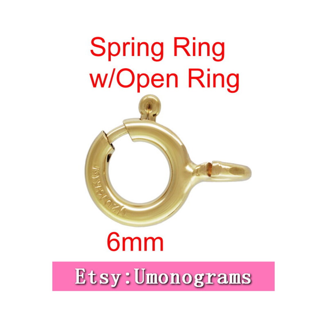 6mm Spring Rings With Open Ring Quality Strong Italy Clasps 14K Yellow ...