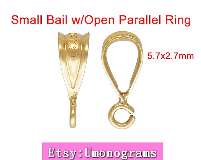 14K Yellow Gold Filled Small Locket Bail 2.2x5.3mm Components | Etsy