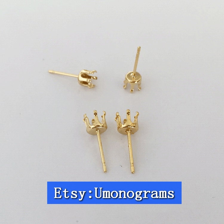 Brass With Gold Plated 14K Six Claws Snap-in Setting Post - Etsy