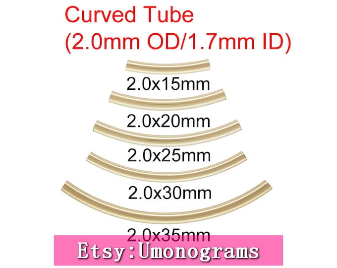 14K Yellow Gold Filled 1mm Smooth Curved Tube 10/15/20/25mm - Etsy