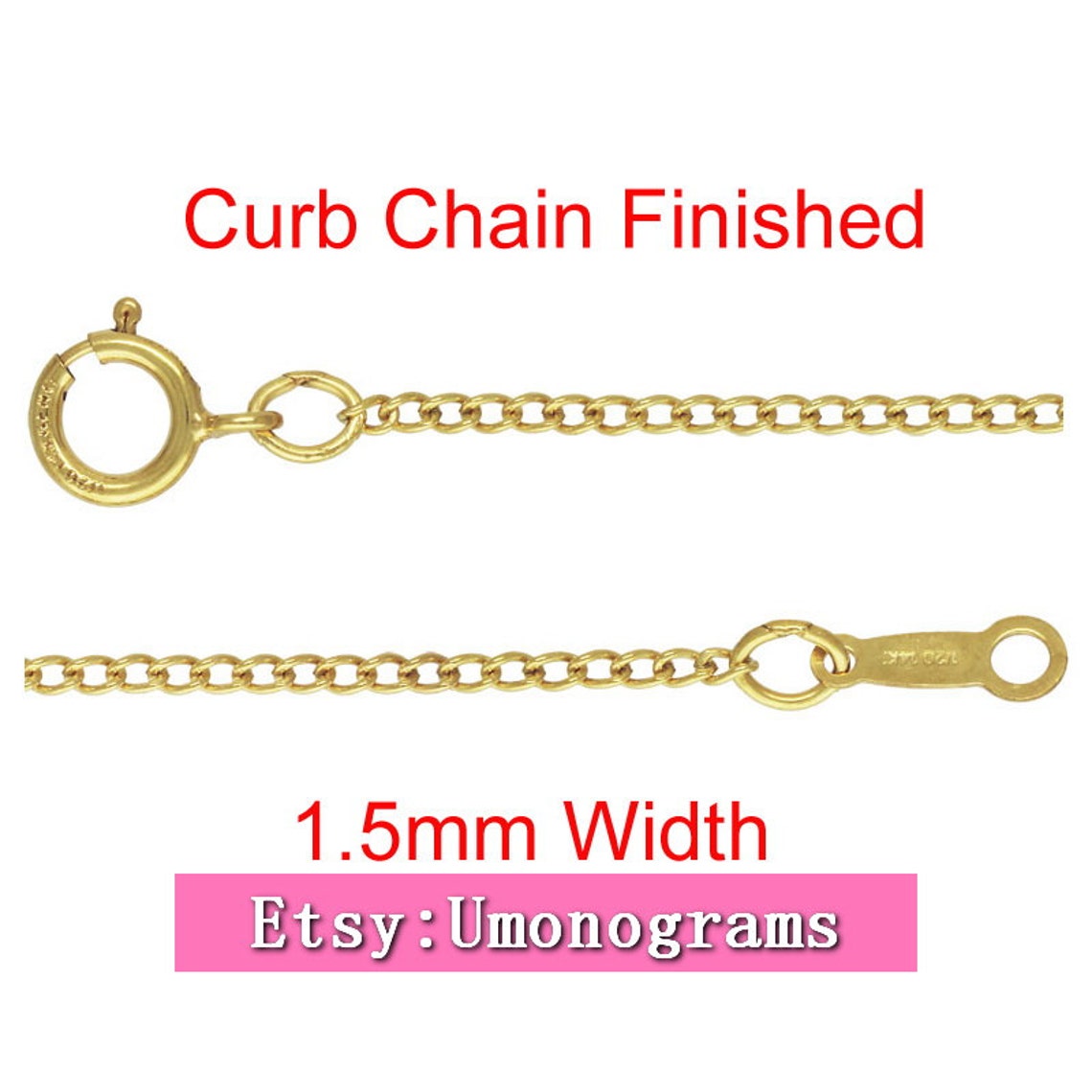 16 Inch/18 Inch 1.5mm Curb Chain Finished Necklace W/spring - Etsy