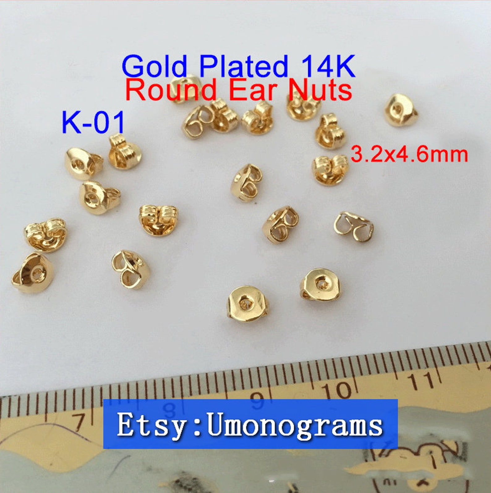 Brass With Gold Plated 14K Round Ear Nuts Earring Back | Etsy