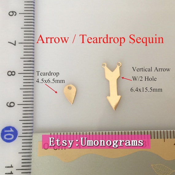 14K Gold Filled Vertical Arrow / Teardrop Sequin Pendant | Etsy