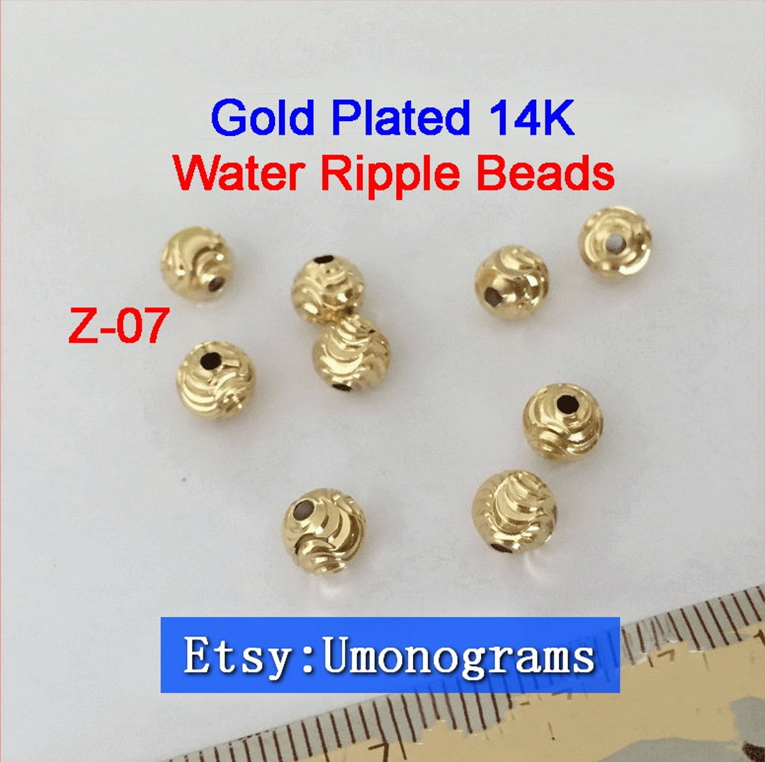 Brass With Gold Plated 14K Water Ripple Beads 6mm Corrugated Bead E ...