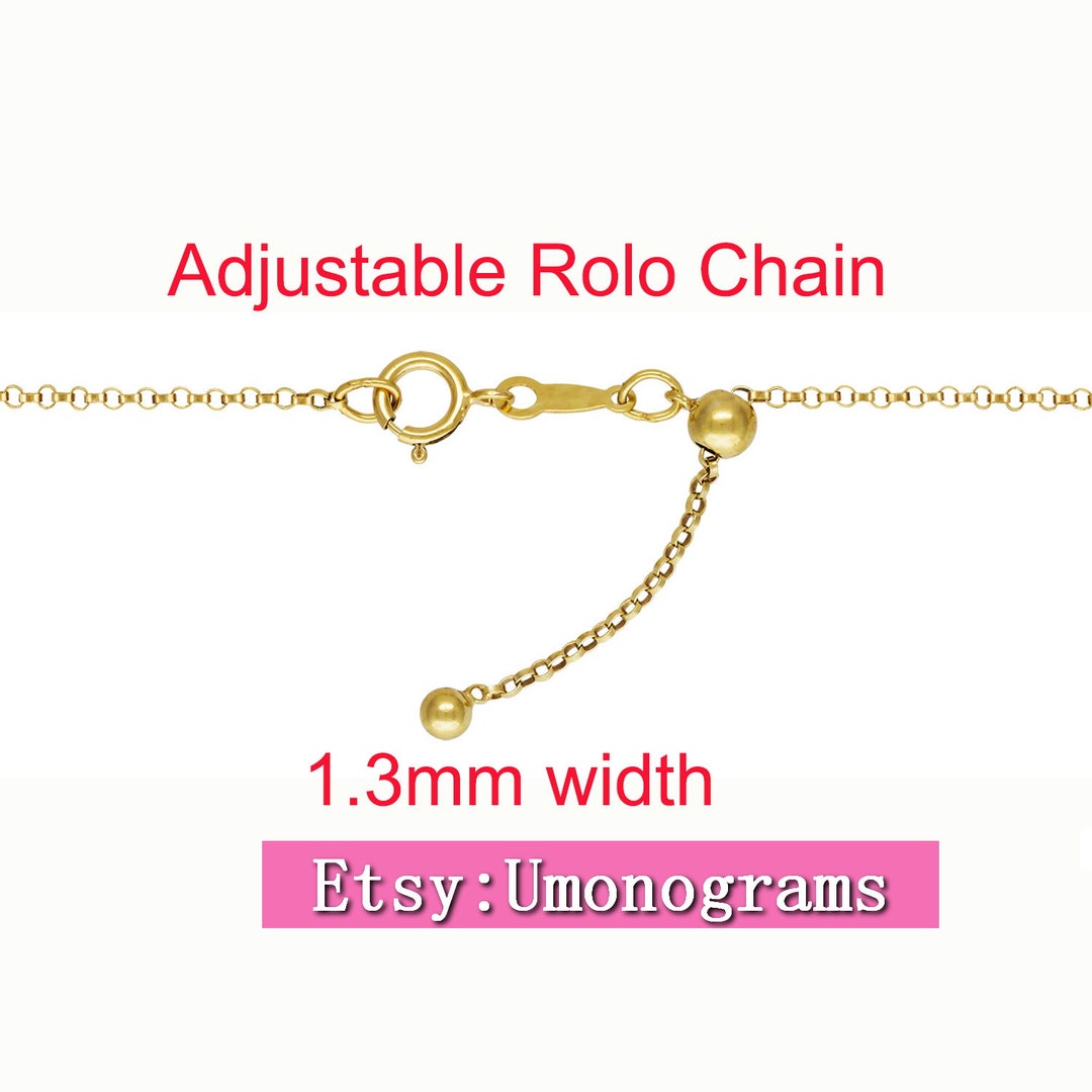 14K Yellow Gold Filled 22inch Adjustable 1.3mm Rolo Chain Finished ...