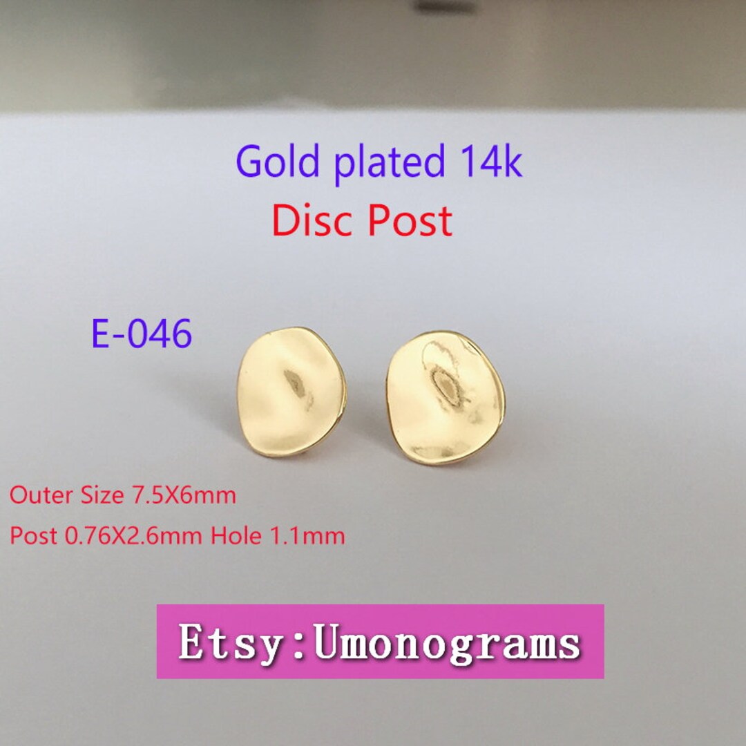Brass With Gold Plated 14K Disc Post 925 Silver Pin Wholesale GP E-046 - Etsy
