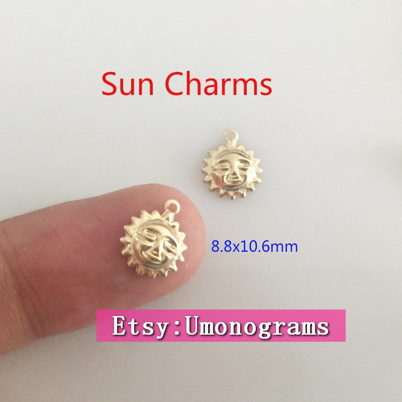 14K Gold Filled Sun Charms Shiny Nautical Smile Face Drop - Etsy