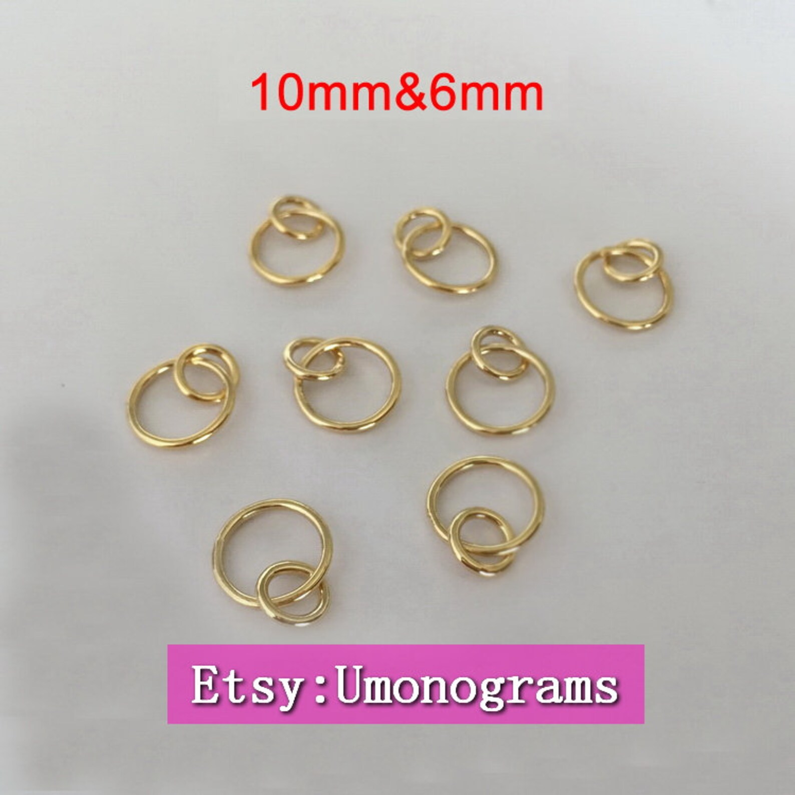 14K Yellow Gold Filled Interlocking Rings 10mm6mm / - Etsy