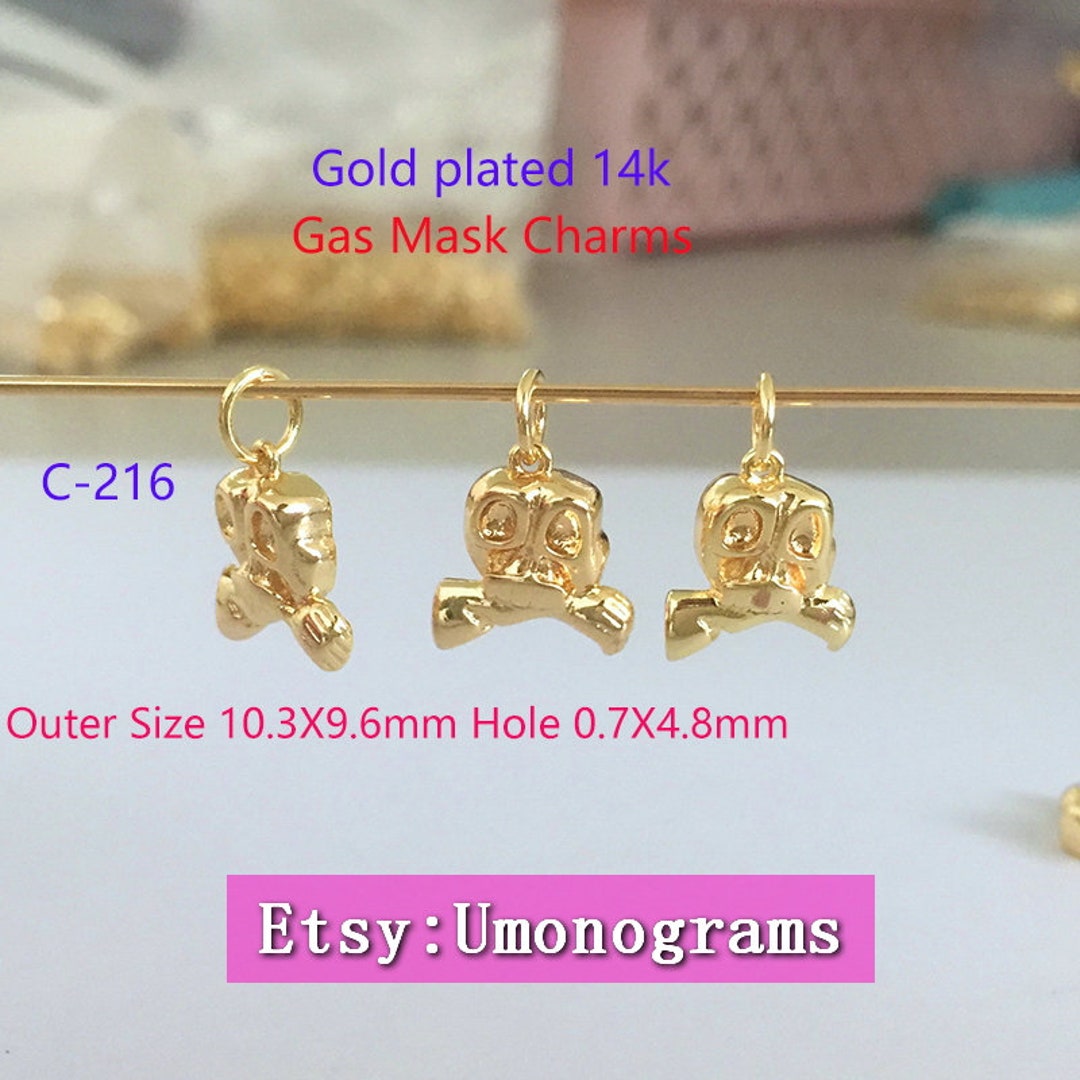 Brass With Gold Plated 14K Gas Mask Charms Pendant E-coated Jewelry ...