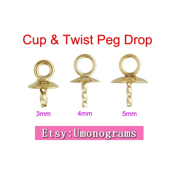 3mm 4mm 5mm Cup & Twist Peg Drop Components 14K Yellow Gold - Etsy