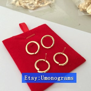Brass With Gold Plated 14K Open Round Ring Post Earrings 925 Silver Pin ...