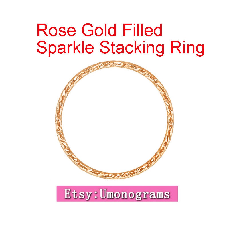 14K Rose Gold Filled Sparkle Stacking Ring Finger Rings 18ga | Etsy