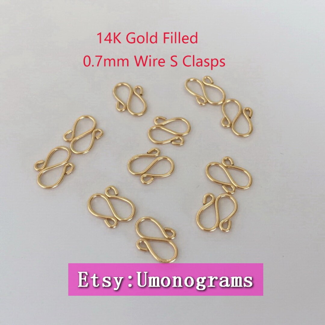 14K Yellow Gold Filled S Clasps With Open Loop Bracelet Hook Clasp ...