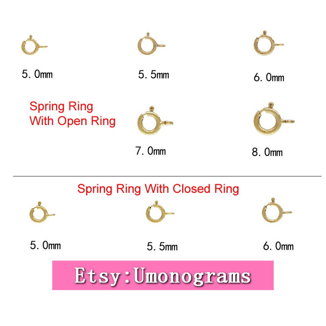 5mm Spring Rings With Open Ring Quality Strong Italy Clasps - Etsy
