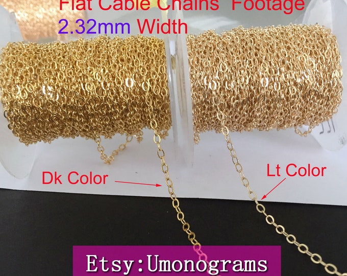 14K Gold Filled Flat Hammered Cable Chain Footage 1.52mm Width - Etsy
