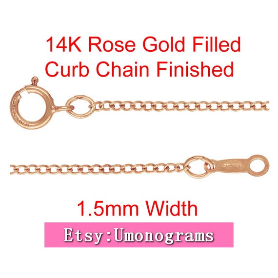 14K Rose Gold Filled 16 Inch/18 Inch 1.5mm Curb Chain Finished | Etsy