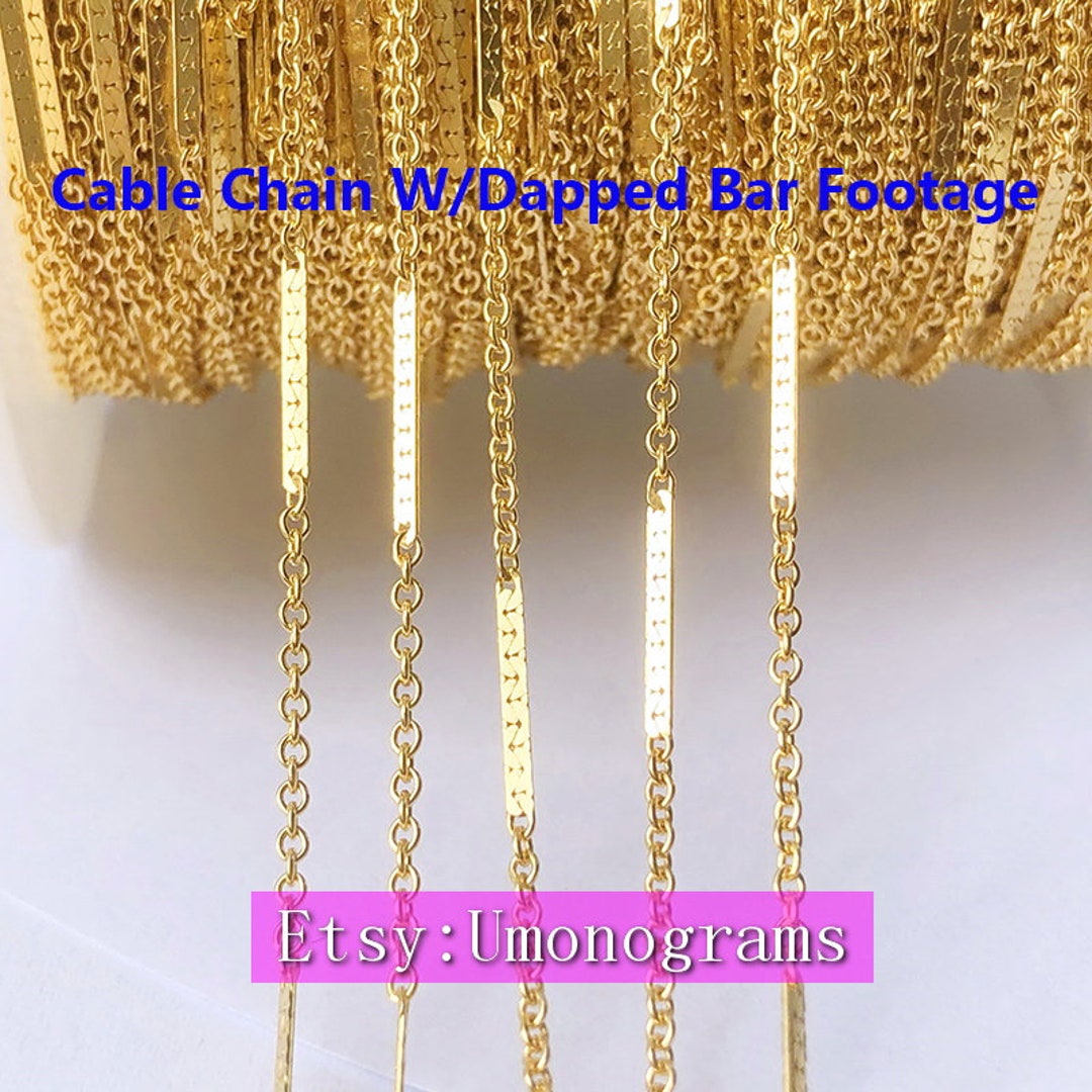 14K Gold Filled Cable Chain W/dapped Bar 1.38mm Width Footage ...