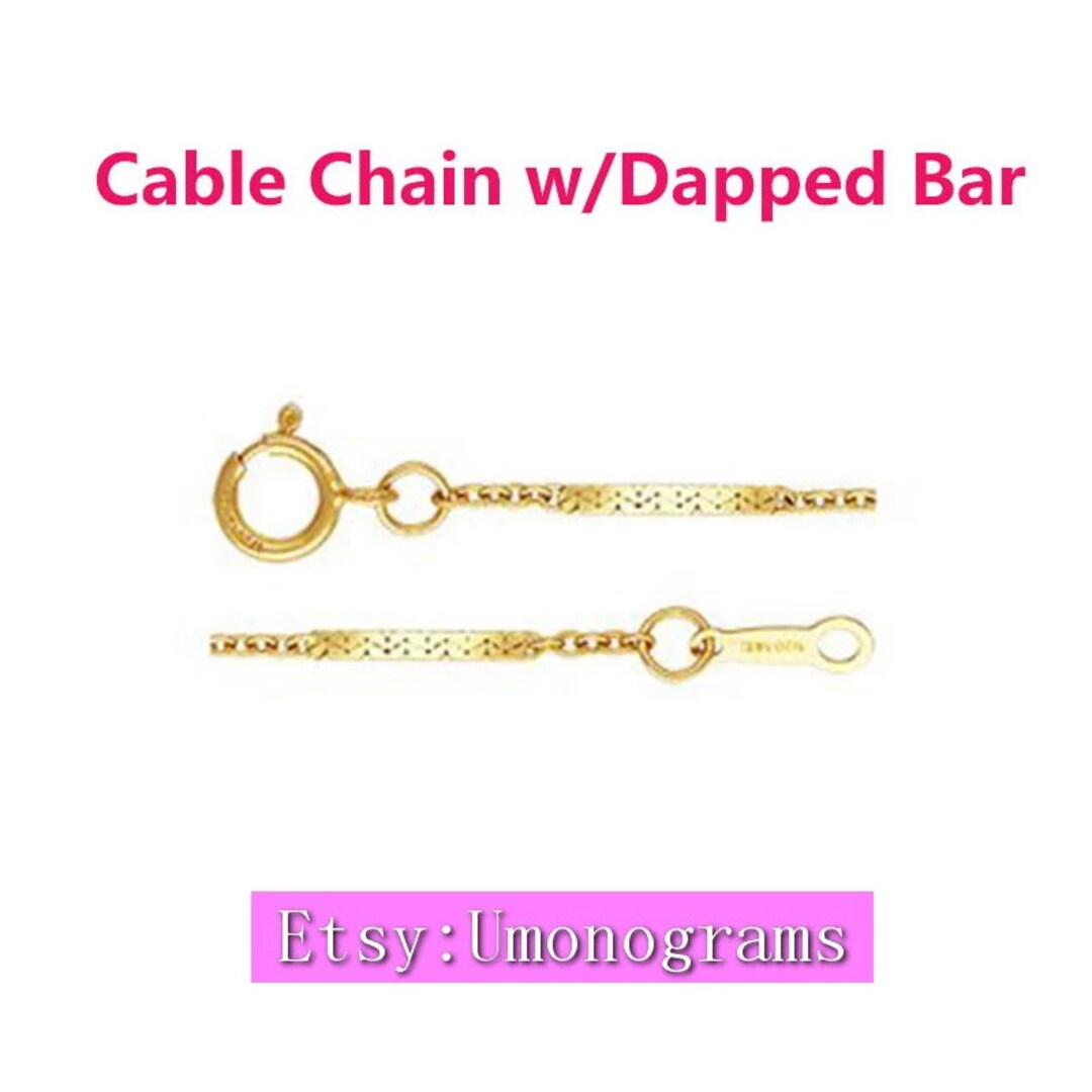 14K Yellow Gold Filled 16/18/20 Inch Cable Chain W/dapped Bar Finished ...