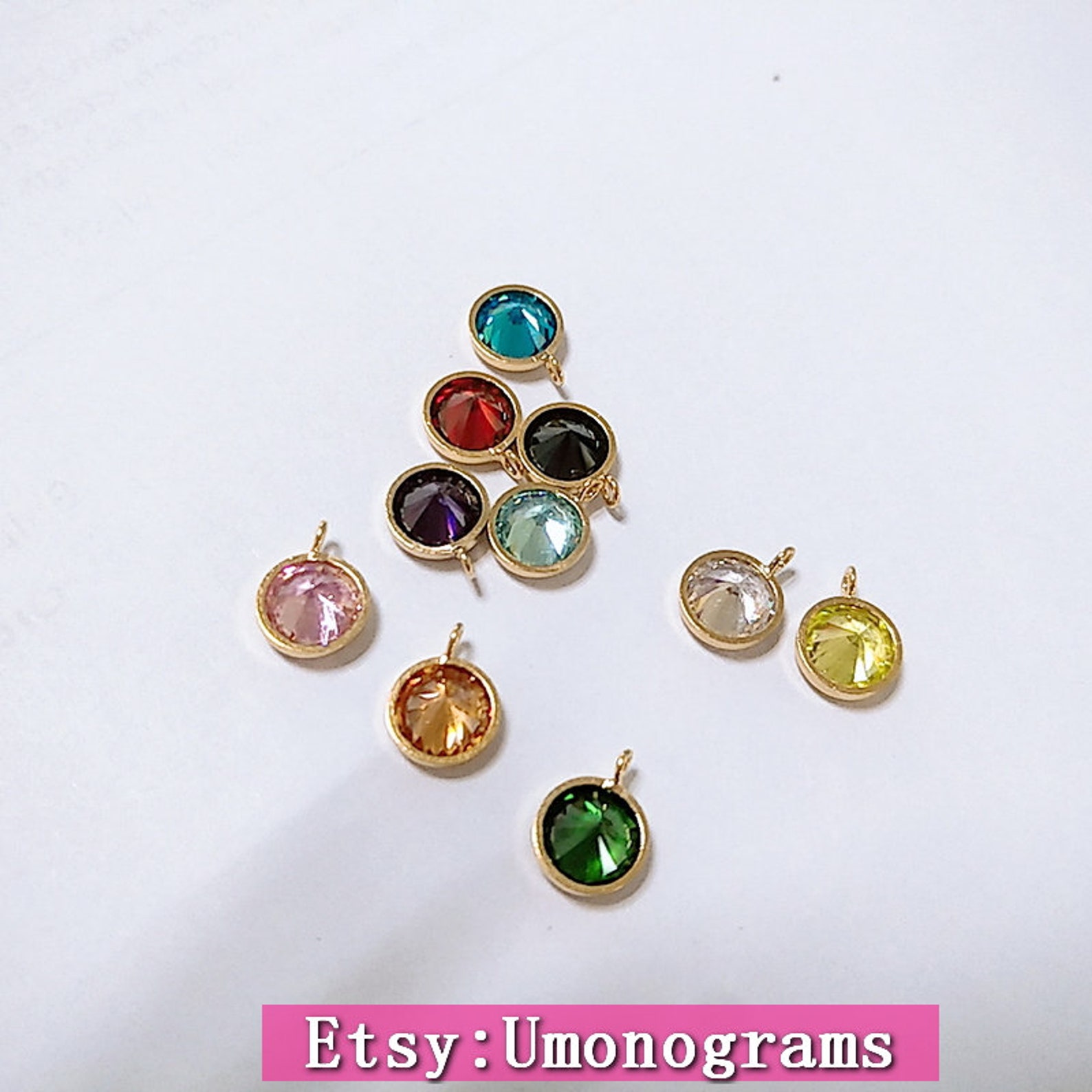 6mm 3A CZ Bezel Drop Birthstone W/perpendicular Ring 14K Yellow Gold ...