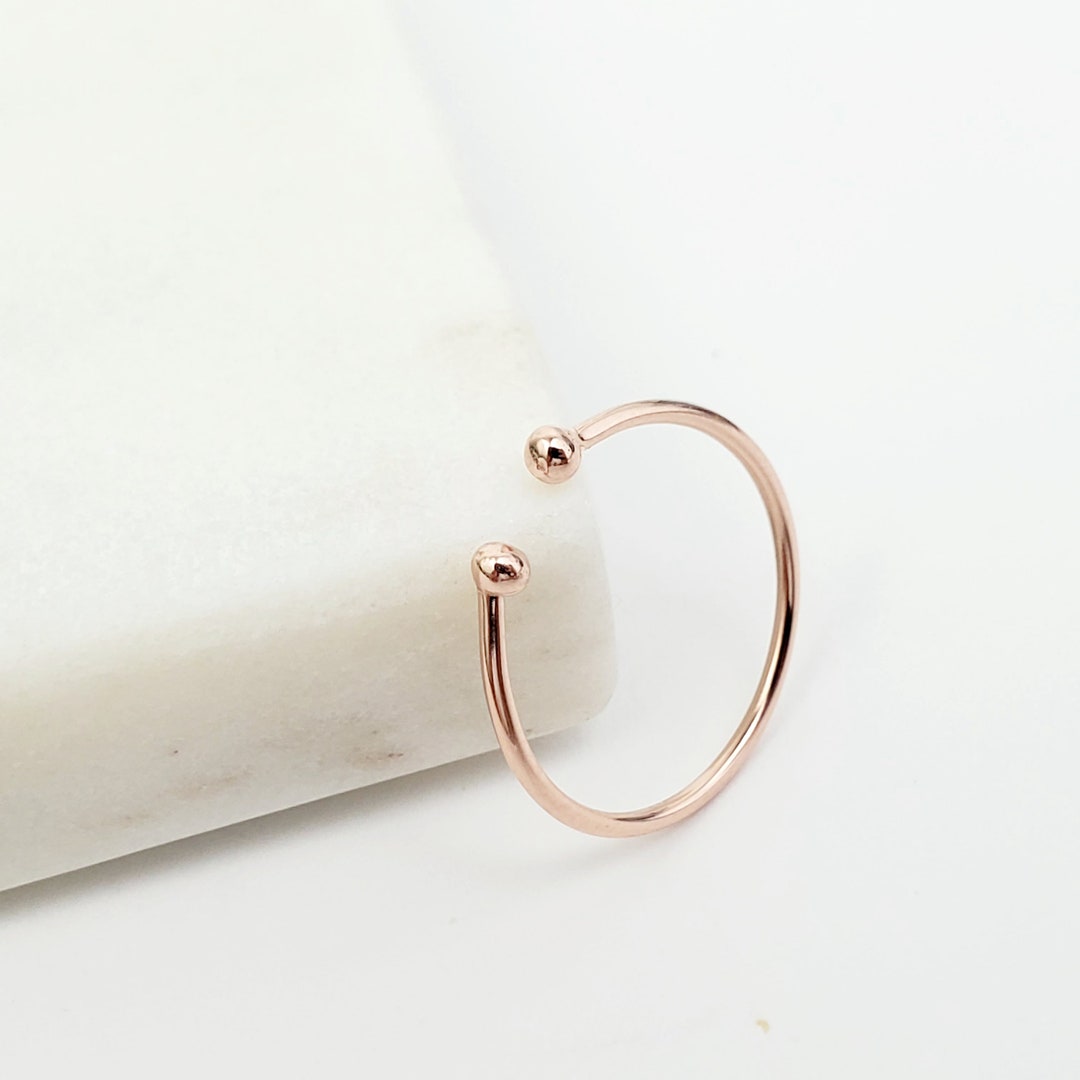 14k Solid Gold Open Ring, 14k Rose Gold Open Cuff Ring, Minimalist ...