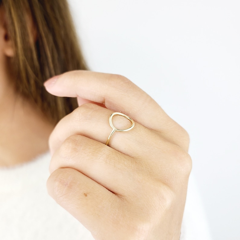 14k Solid Gold Open Circle Ring Yellow Gold Eternity Circle - Etsy