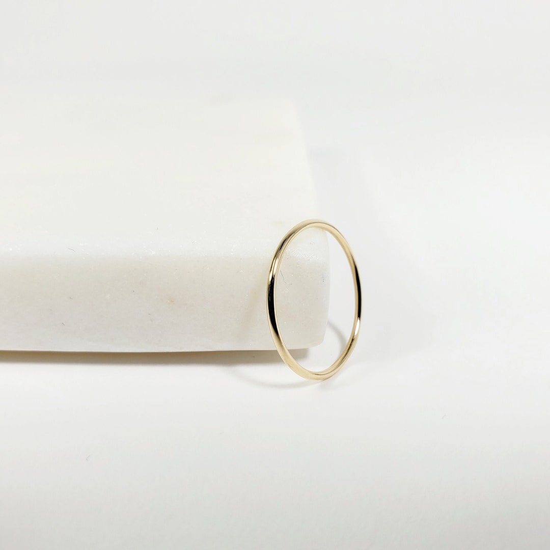 10k Solid Gold 1mm Thin Stacking Ring: Yellow Gold - Etsy