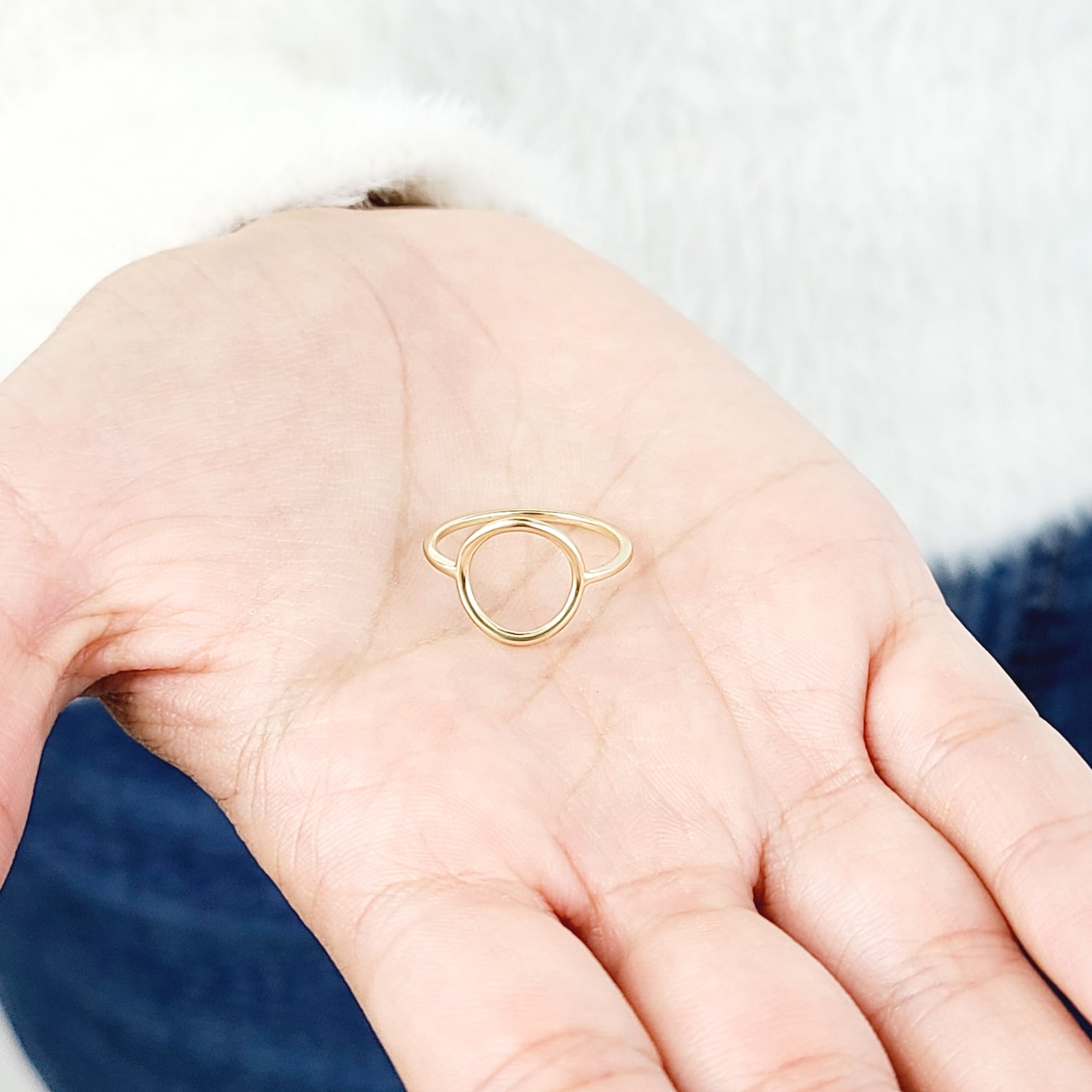 14k Solid Gold Open Circle Ring Yellow Gold Eternity Circle - Etsy