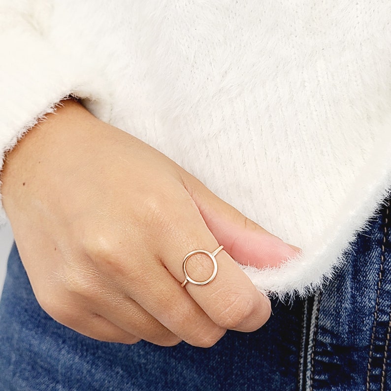 14k Solid Gold Open Circle Ring Yellow Gold Eternity Circle - Etsy