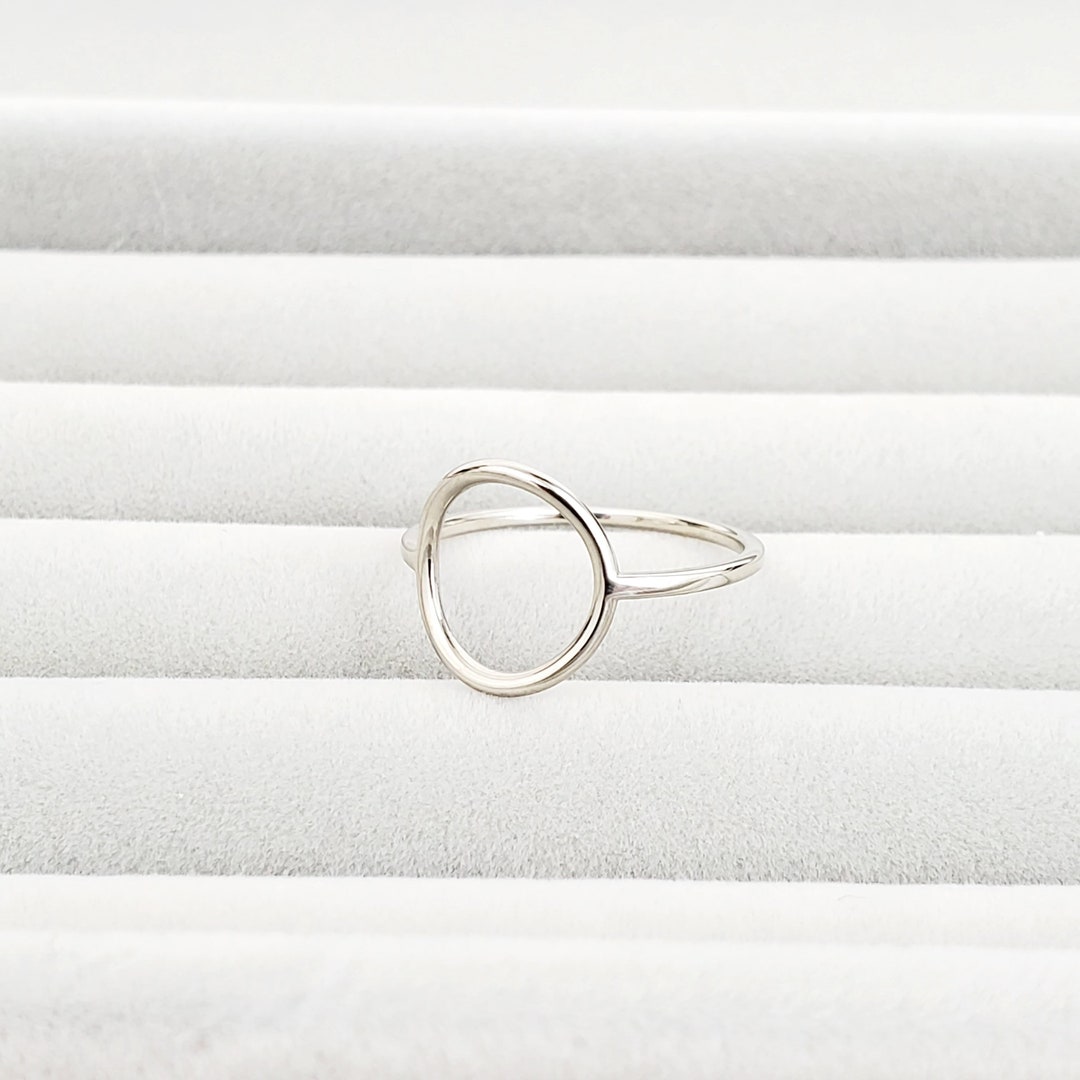 10k Solid Gold Open Circle Ring, White Gold Eternity Circle Ring for ...