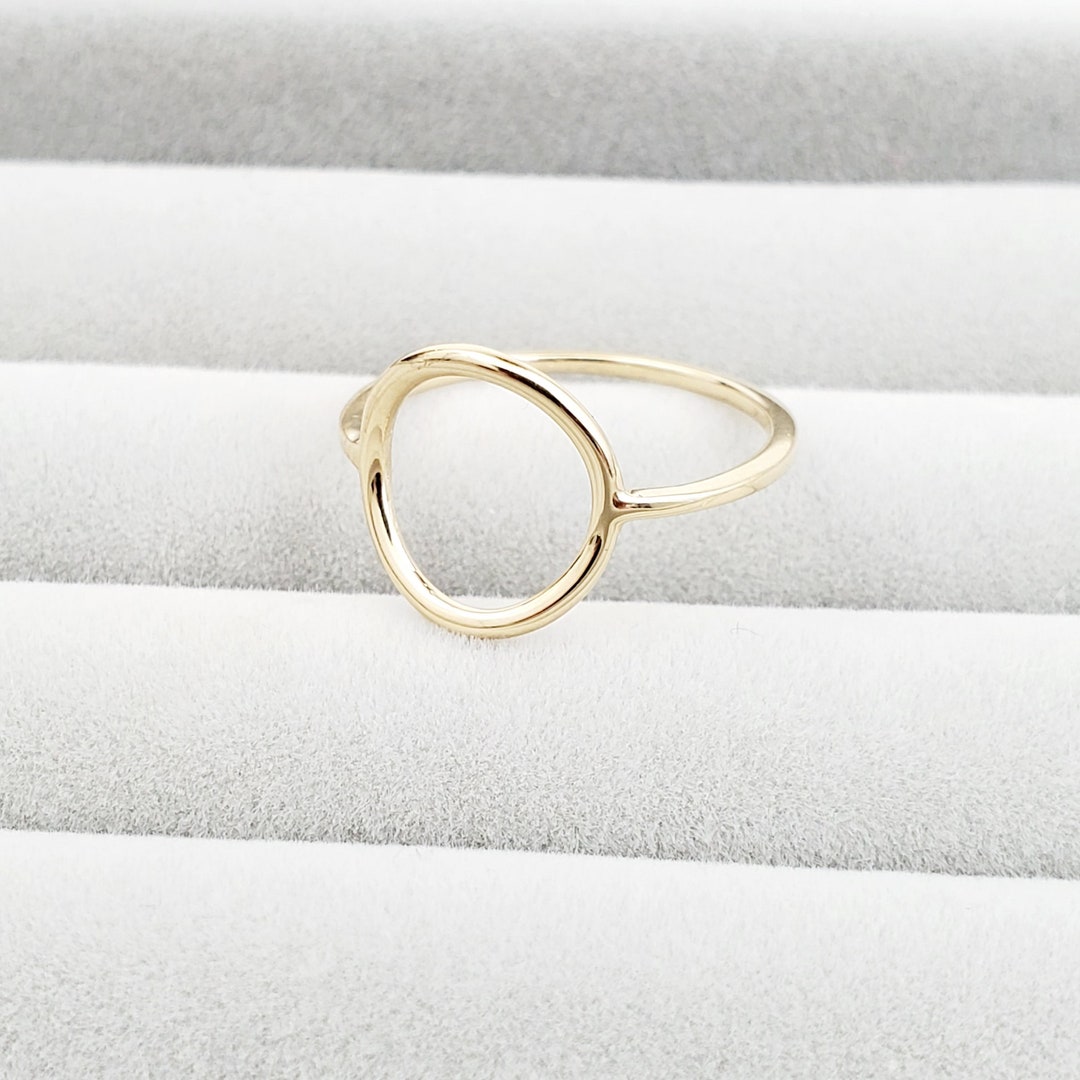 10k Solid Gold Open Circle Ring, Yellow Gold Eternity Circle Ring for ...