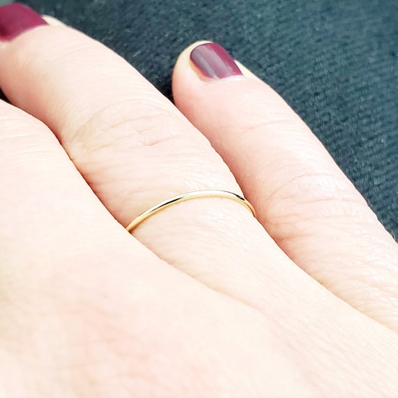 10k Solid Yellow Gold Very Thin Stacking Ring 0.8mm Dainty Stackable Gold Ring Delicate Everyday Gold Ring Minimalist Wedding Ring Etsy