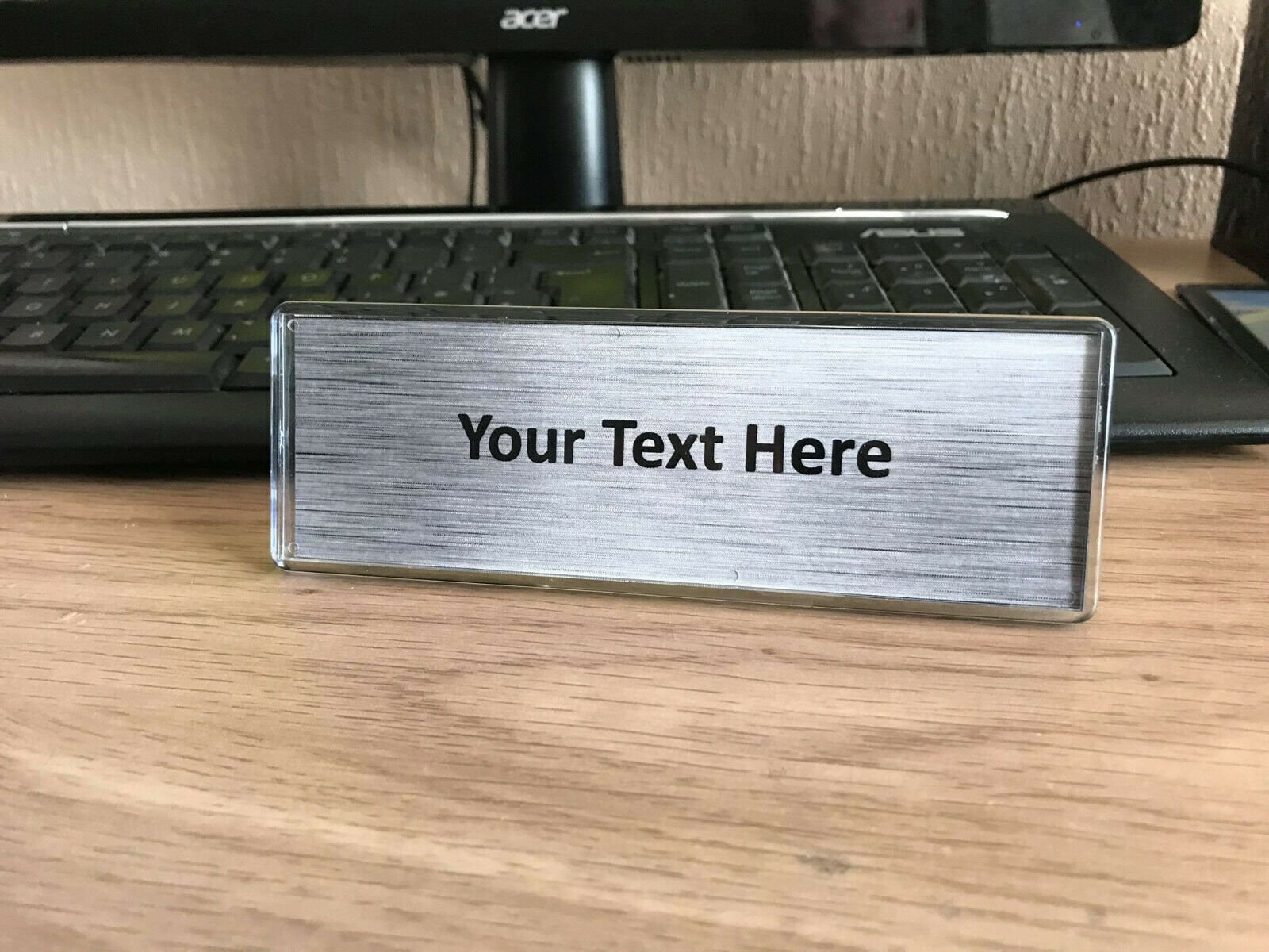Personalised Desk Nameplate - Add Your Logo and Details - Desk Sign ...