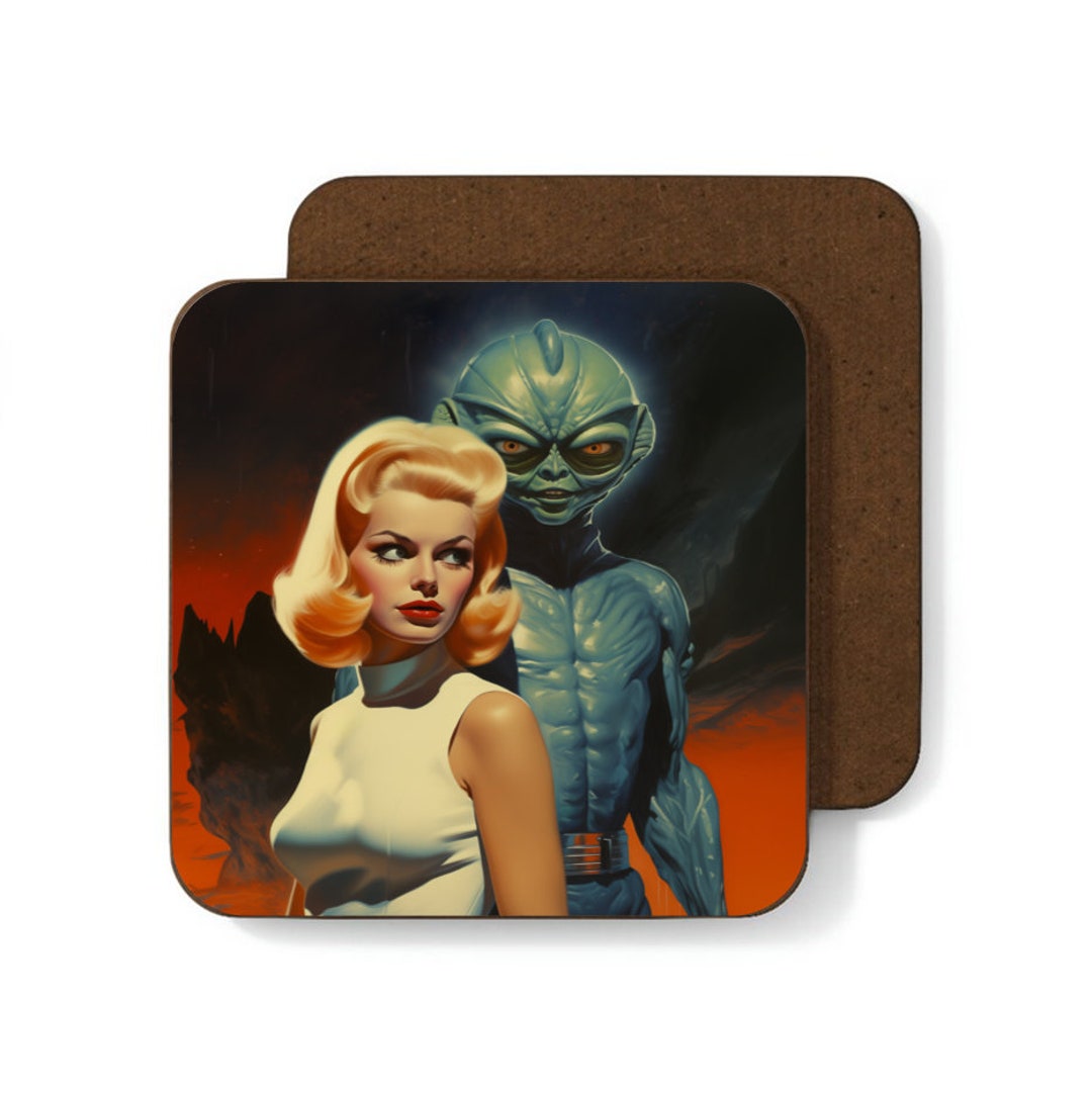 Retro Coaster Design Alien Space Theme Tableware Tea Coffee Beer ...