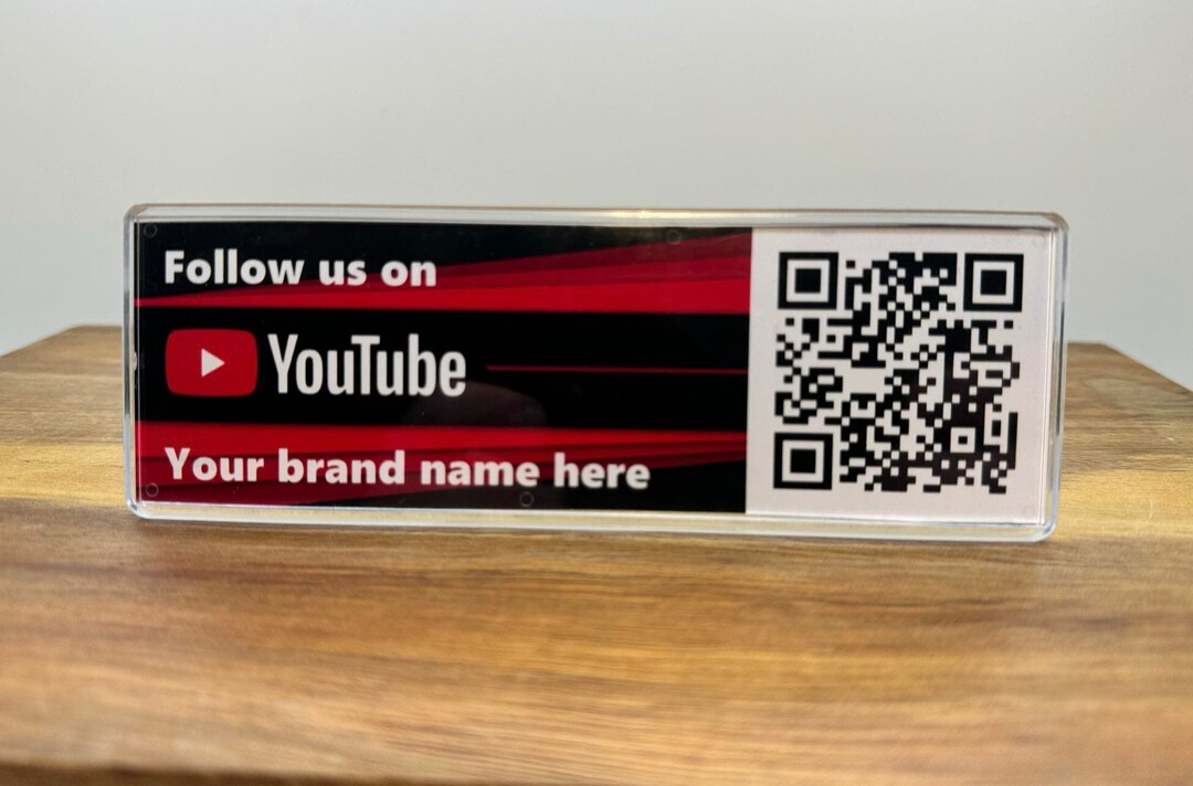 Personalised QR Code Youtube Channel Follow Us Plaque Acrylic Desk ...