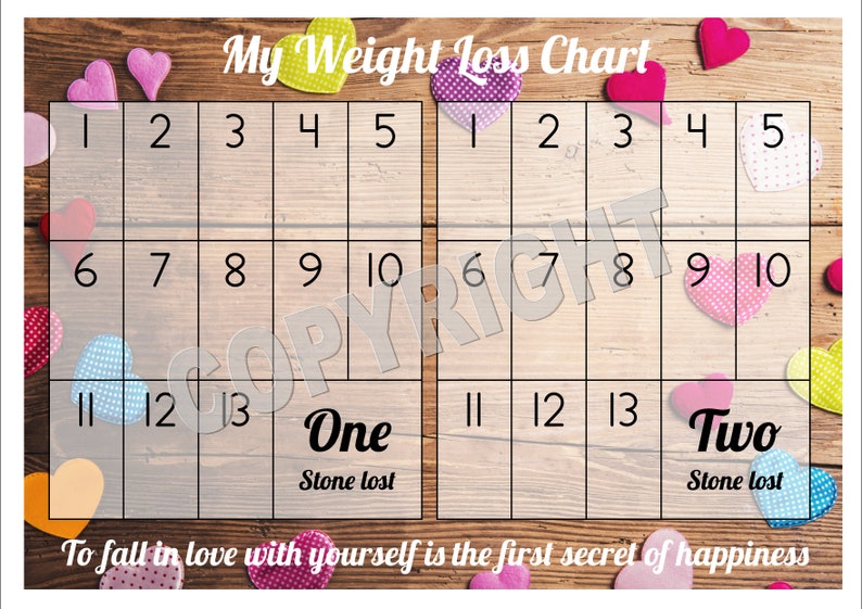 Weight Loss Chart / Tracker 2 Stone Comes With Star - Etsy Ireland