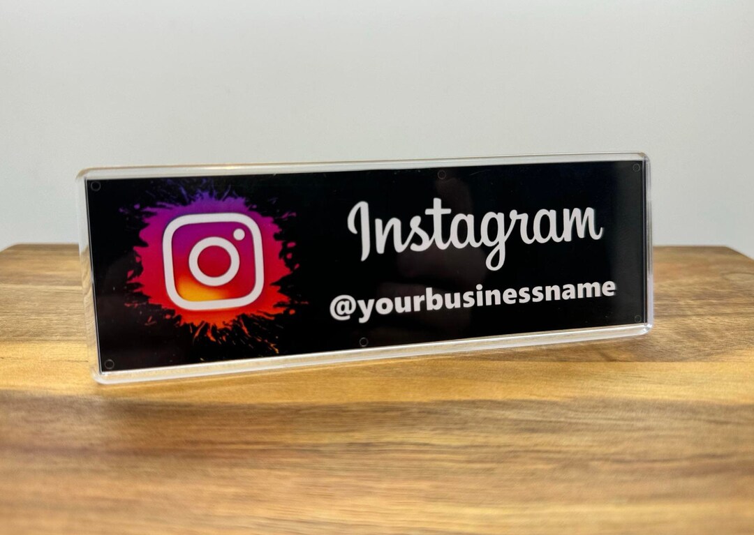 Personalised Instagram Follow Us Plaque Acrylic Desk Plaque Office Shop ...