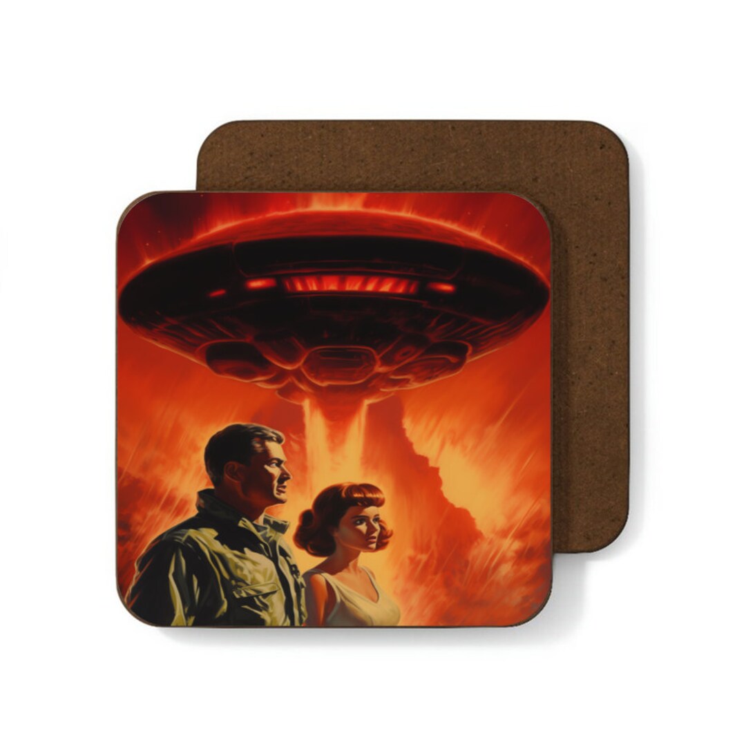 Retro Coaster Design Alien Space Theme Tableware Tea Coffee Beer ...