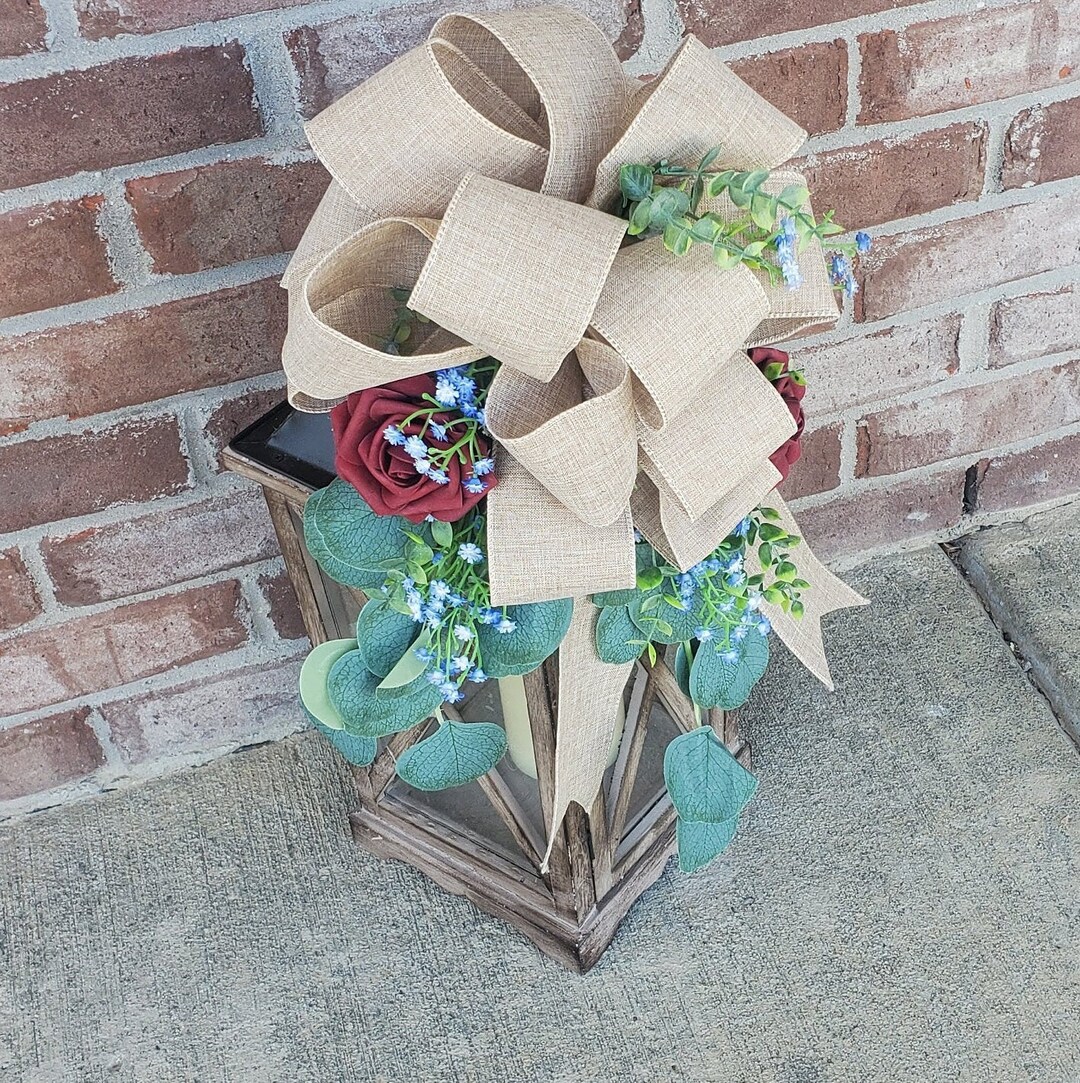 Patriotic Lantern Swag, Red White Blue Lantern Topper, Americana Wreath ...