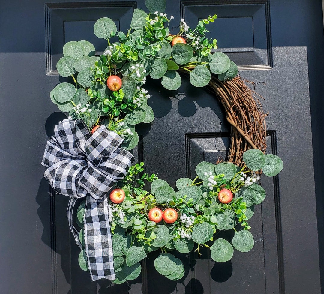 Red Apple Wreath, Teacher Apple Wreath, Fall Wreath, Back to School ...