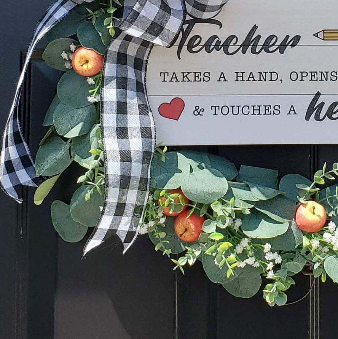 Teacher Apple Wreath Teacher Appreciation Gift Red Apple - Etsy