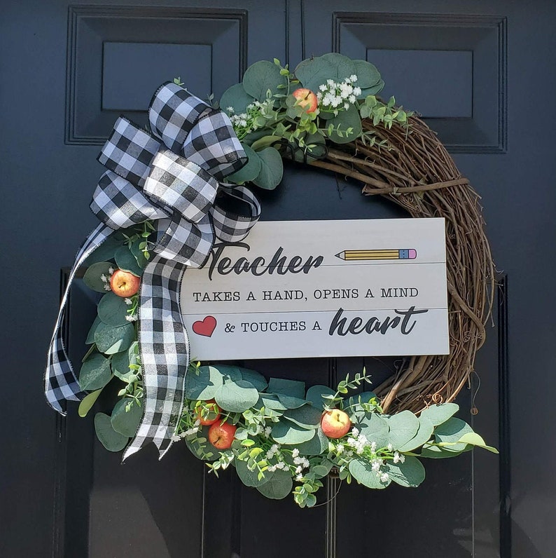 Teacher Apple Wreath Teacher Appreciation Gift Red Apple - Etsy