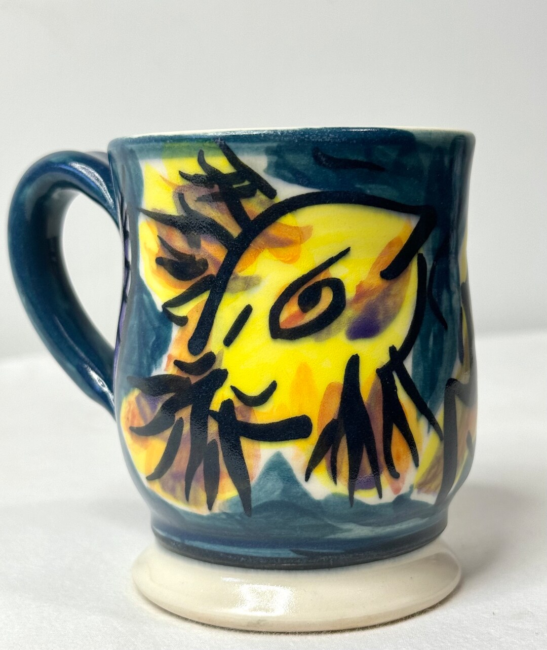 Vintage Japanese Koi Fish Pottery Mug Signed Kuniyoshi 1996 Abstract ...